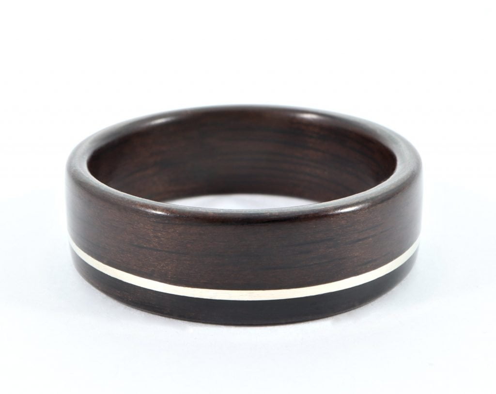 Ebony ring and aged Oak ring with gold inlay - Wooden Ring Store